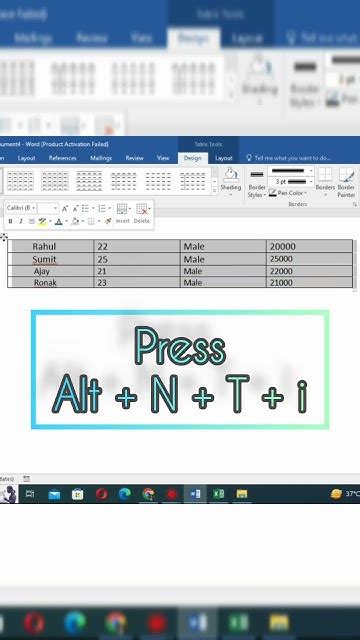 Create Table To Winword Youtube