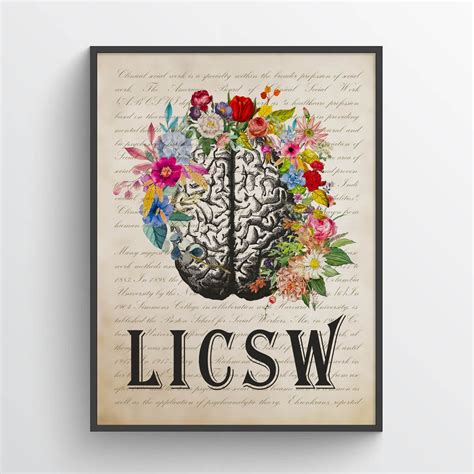 Licsw With Flowers Print Licensed Clinical Independent Social Worker