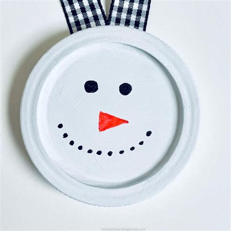 Mason Jar Lid Snowman Ornament Dollar Tree