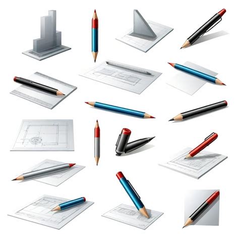 Drafting Vector Set White Background Isolated A High Quality Premium Ai Generated Vector