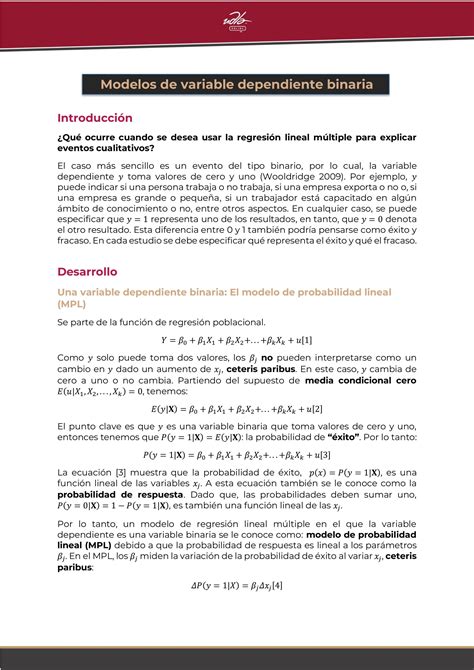 Modelo De Variable Dependiente Binaria Logit Probit By DirecciÓn De EducaciÓn En Linea Udla