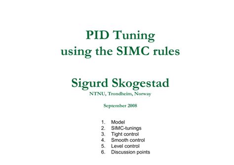 Pid Tuning Using The Simc Rules Sigurd Skogestad