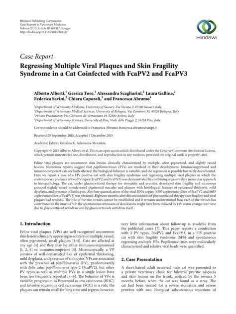 Pdf Regressing Multiple Viral Plaques And Skin Fragility Syndrome In A Cat Coinfected With