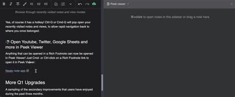 Peek Viewer Sidebar For Multi Note Viewing Amplenote