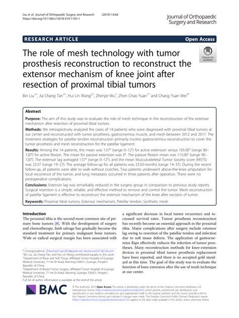 Pdf The Role Of Mesh Technology With Tumor Prosthesis Reconstruction To Reconstruct The