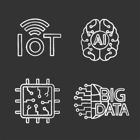 Artificial Intelligence Chalk Icons Set Neural Network