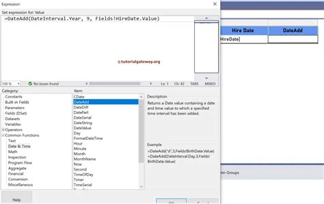 Ssrs Dateadd Function