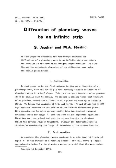 Pdf Diffraction Of Planetary Waves By An Infinite Strip