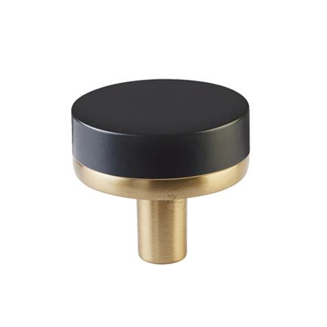 Select Collection 1 1 4 Conical Stem In Satin Brass And Smooth Knob In Flat Black By Emtek