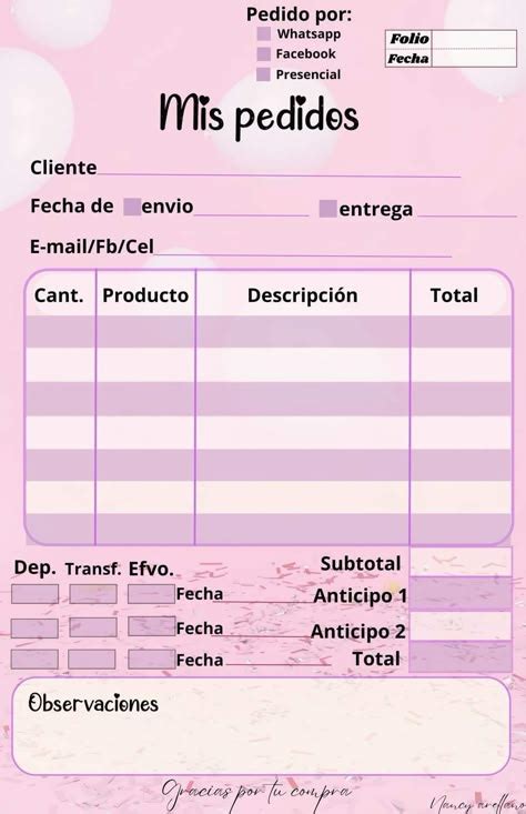 Notas De Venta Para Imprimir Español