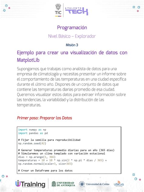 Ejemplo Para Crear Una Visualización De Datos Con Matplotlib Pdf