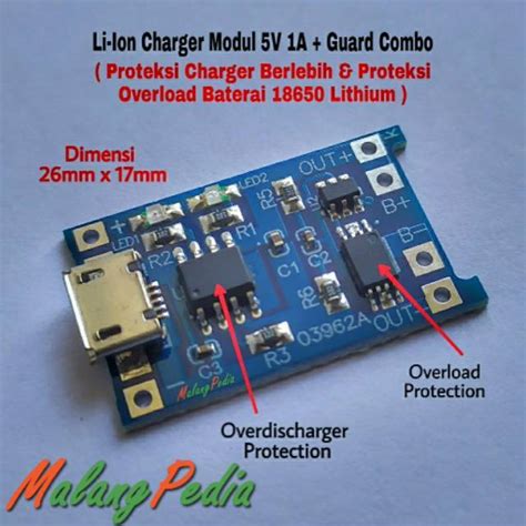 Modul Mesin Pcb Charger Charge Baterai Li Ion 18650 Tp 4056 5v 1a Guard Combo 03962a Tp4056