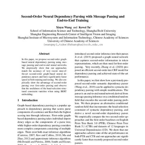 Second Order Neural Dependency Parsing With Message Passing And End To End Training Acl Anthology