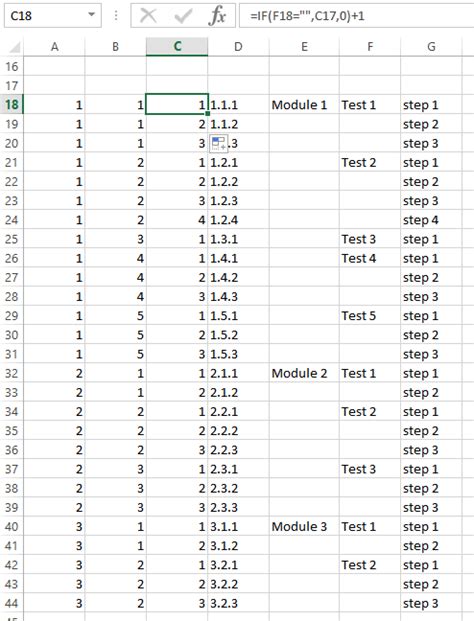Excel Counting Non Empty Values In A Column But Resetting Counter