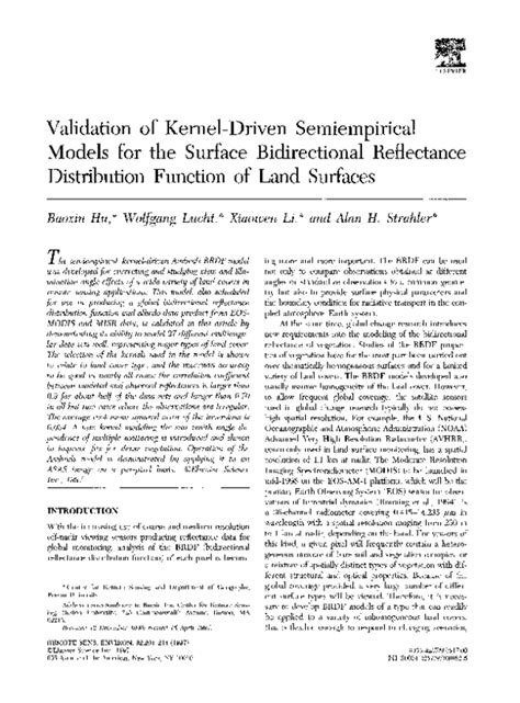 Pdf Validation Of Kernel Driven Semiempirical Models For The Surface