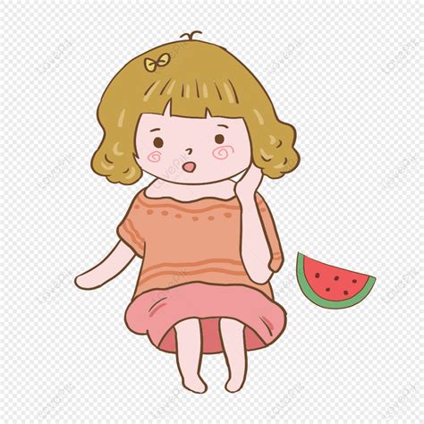 여름 소녀 수박 Png 일러스트 무료 다운로드 Lovepik