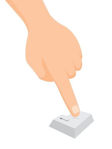 Cartoon Hand Pressing Enter Key Or Return Royalty Free Vector Stock
