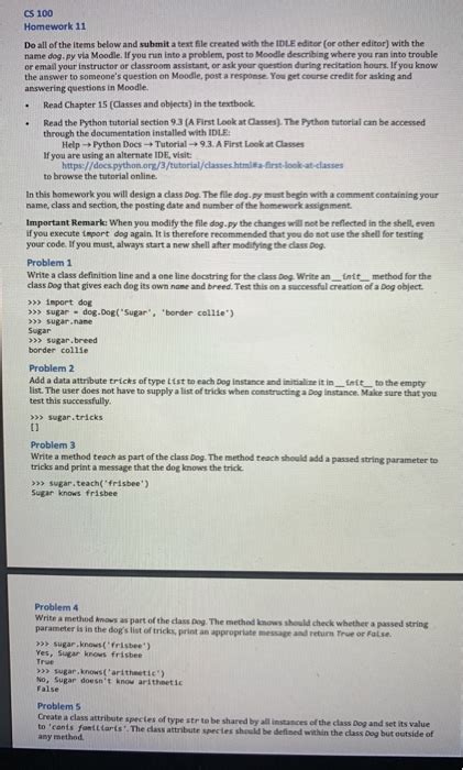 Solved O CS 100 Homework 11 Do All Of The Items Below And Chegg Com