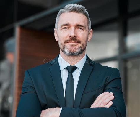 Business Man Mature And Portrait Outdoor With Arms Crossed For Professional Career And Positive