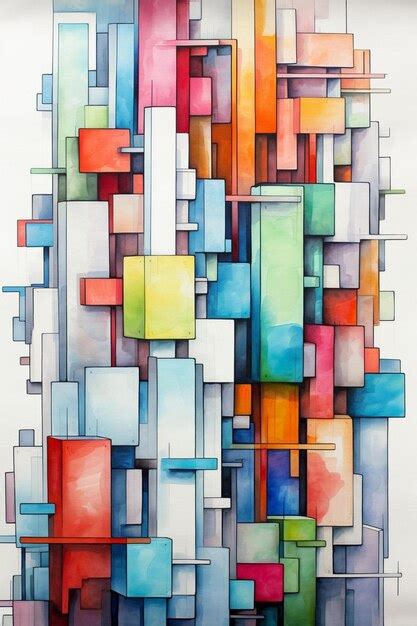 Premium Photo A Painting Of A Bunch Of Different Colored Blocks