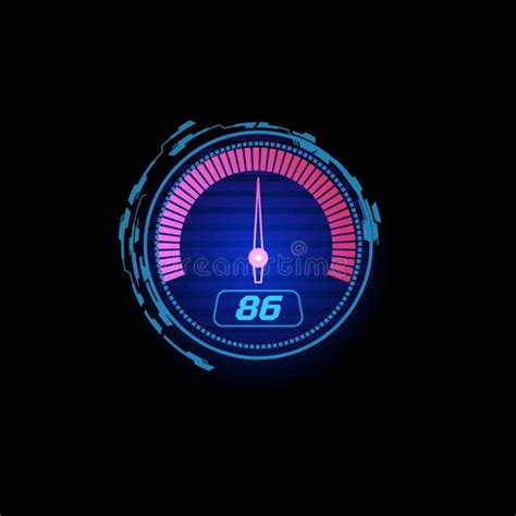 Auto Speedometer Dashboard Digital Neon Led Light Gauge Vector Speed Motion Panel Progress