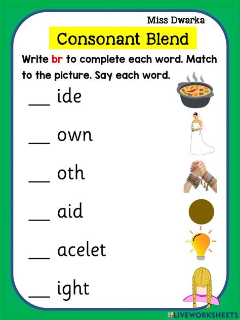 Br Blend Interactive Worksheet Live Worksheets Worksheets Library