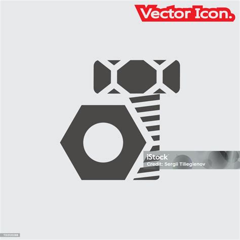 응용 프로그램 웹 및 디지털 디자인에 대 한 나사볼트 아이콘 절연 기호 기호와 평면 스타일 0명에 대한 스톡 벡터 아트 및 기타 이미지 Istock