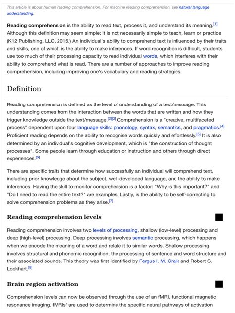 Reading Comprehension Wikipedia Pdf Reading Comprehension Behavior Modification