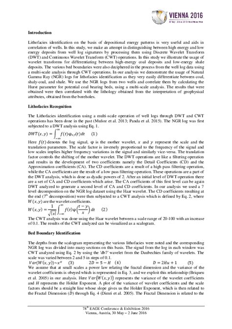 Pdf An Approach Towards Stratigraphic Correlation Using Wavelets