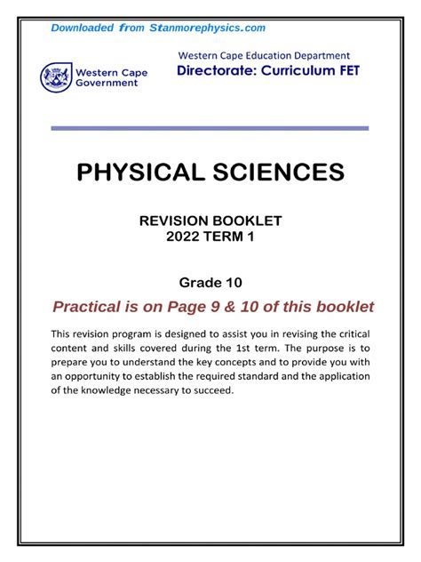 Physical Sciences Grade 10 Revision Material Term 1 2022 Pdf