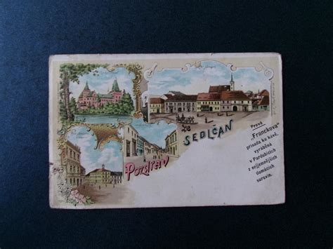 Příbram Sedlčany Litografie Koláž Přítisk Reklama Káva Franckova Pardu