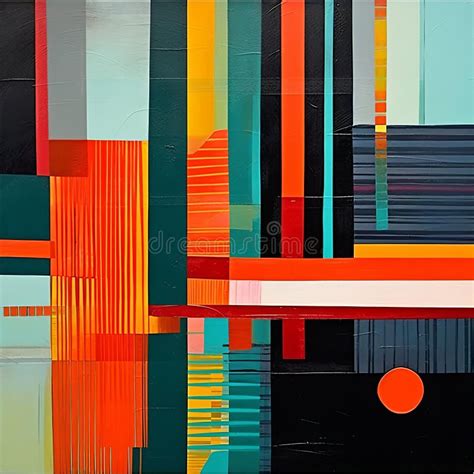 Vibrant Abstract Rugs Usa With Striped Modular Constructivism Designs Stock Illustration