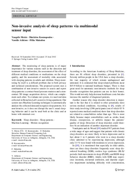 Pdf Non Invasive Analysis Of Sleep Patterns Via Multimodal Sensor Input