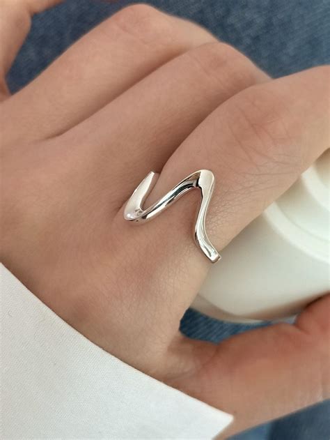 실버925 지그재그 반지 물결 웨이브 링 에이블리