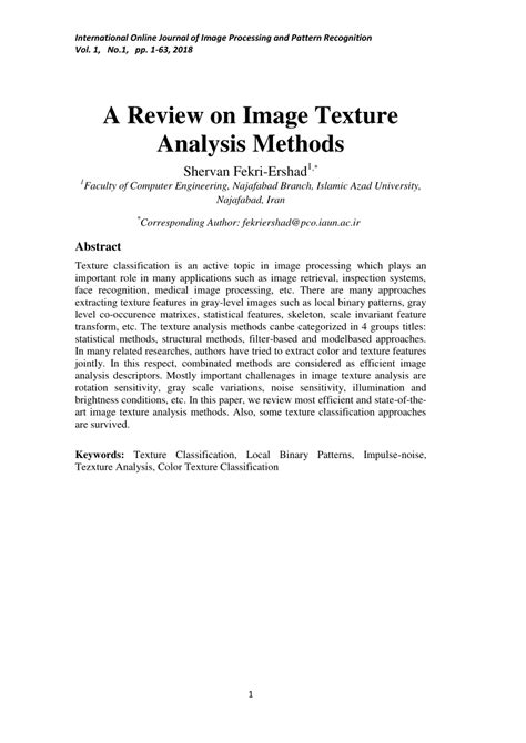 Pdf A Review On Image Texture Analysis Methods