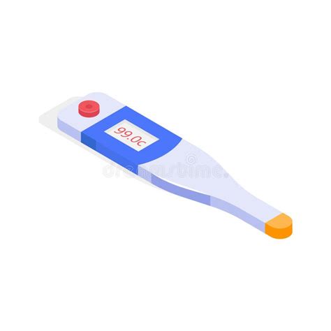 Digital Thermometer Isometric Icon Body Temperature Measurement Stock Vector Illustration Of