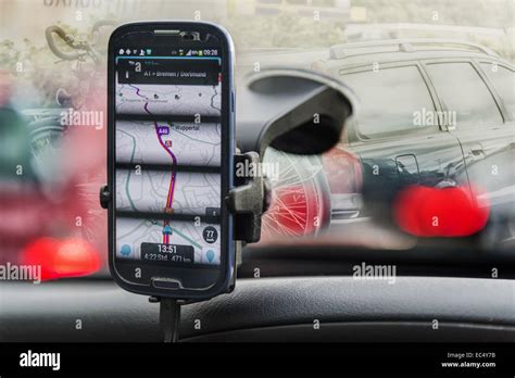 Smartphone With Navigation App Stock Photo Alamy