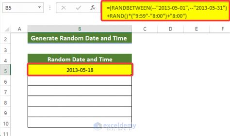 How To Generate Random Date And Time In Excel 3 Ways Exceldemy