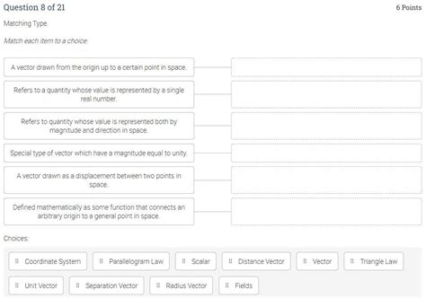 Solved Question 8 Of 21 6 Points Matching Type Match Each Chegg Com