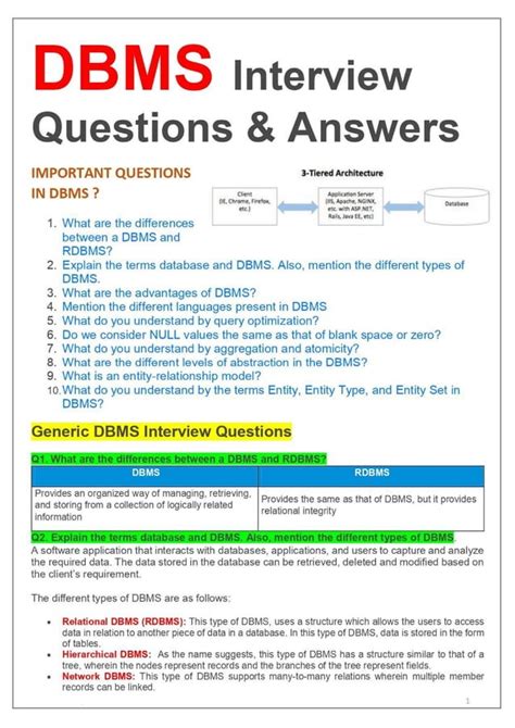 All About Dbms Interview Question And Answers Pdf
