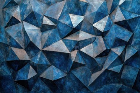 Blue Geometric Patterns On Textured Wall Create An Artistic Modern Design With Triangular Shapes