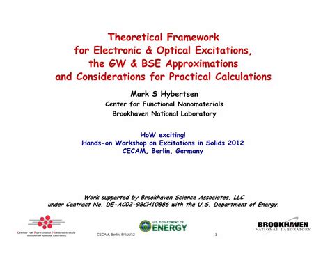 Pdf Theoretical Framework For Electronic And Optical Excitations