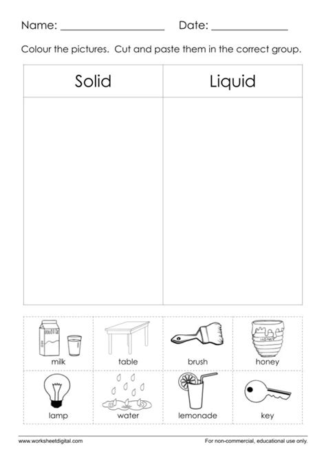 Solid And Liquid Worksheet Digital