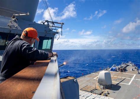 Uss Hopper Ddg 70 Fires A Close In Weapon System Ciws During Live