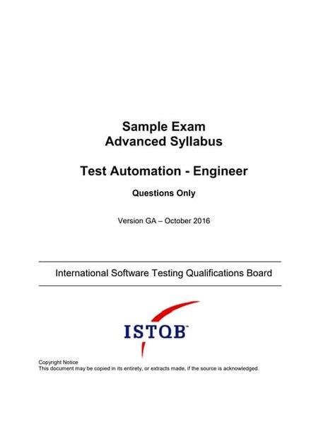 Istqb Test Automation Engineer Answers To Sample Question Paper