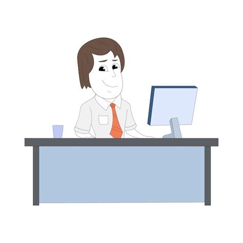 Premium Vector Business Man Entrepreneur In A Suit Working On A Laptop Computer At His Office