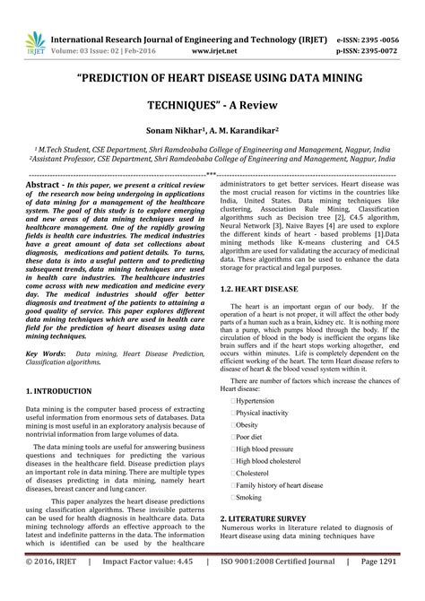 Prediction Of Heart Disease Using Data Mining Techniques A Review Pdf