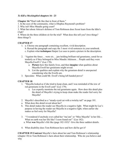 To Kill A Mockingbird Ch 20 Summary Fernanda Has Carney