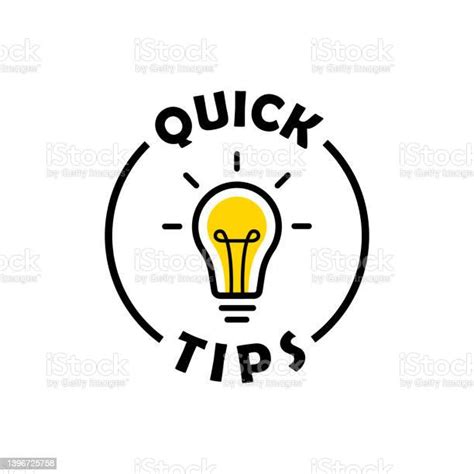 빠른 팁 전구 엠블럼으로 메시지 버블을 서클합니다 비즈니스 및 광고를위한 배너 디자인 벡터 일러스트 레이 션 조언에 대한 스톡 벡터 아트 및 기타 이미지 Istock