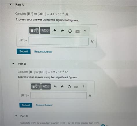 Solved Part A Calculate H For OH 4 4 X 10 4M Express Chegg Com